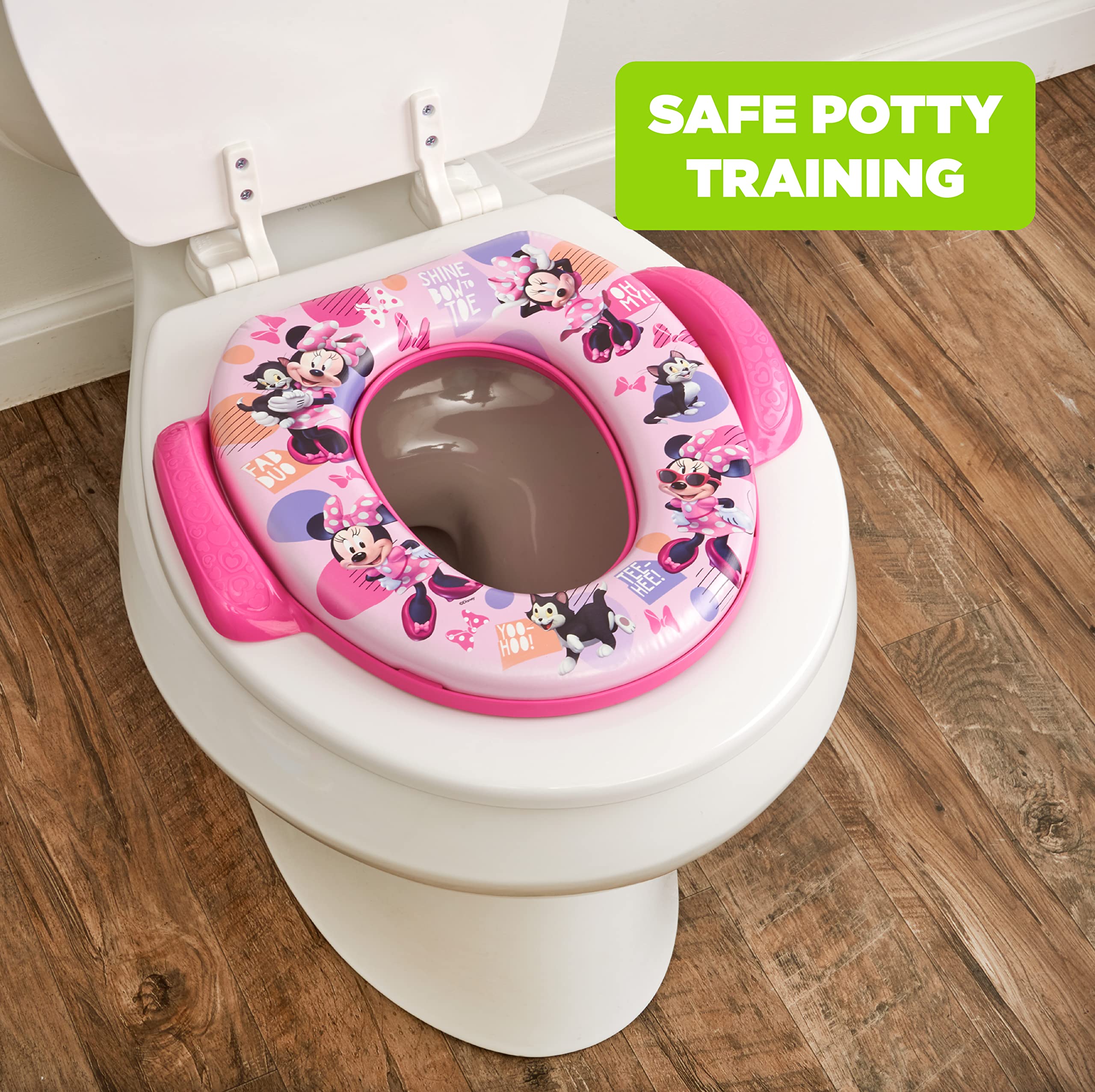 Disney Minnie Mouse "Busy Little Helper" Soft Potty Seat and Potty Training Seat - Soft Cushion, Baby Potty Training, Safe, Easy to Clean