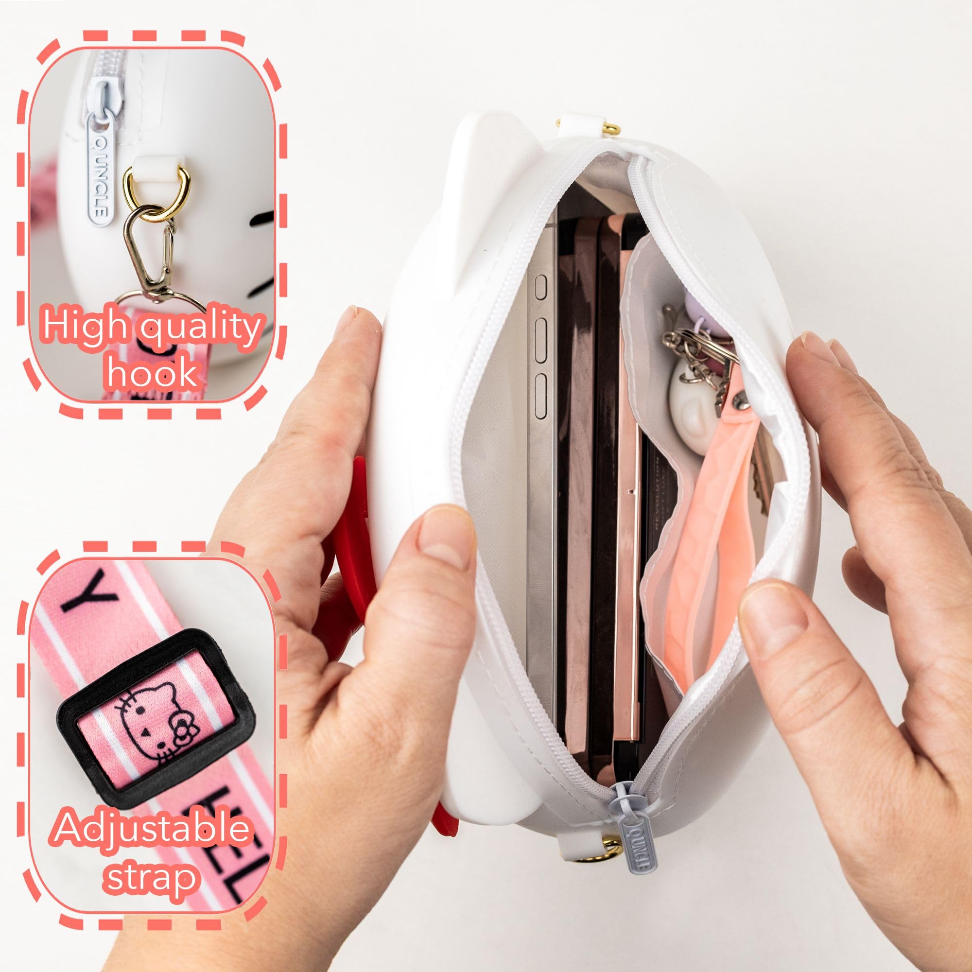 Kawaii Purse & Accessories Set, Pen and Keychain Gifts, White