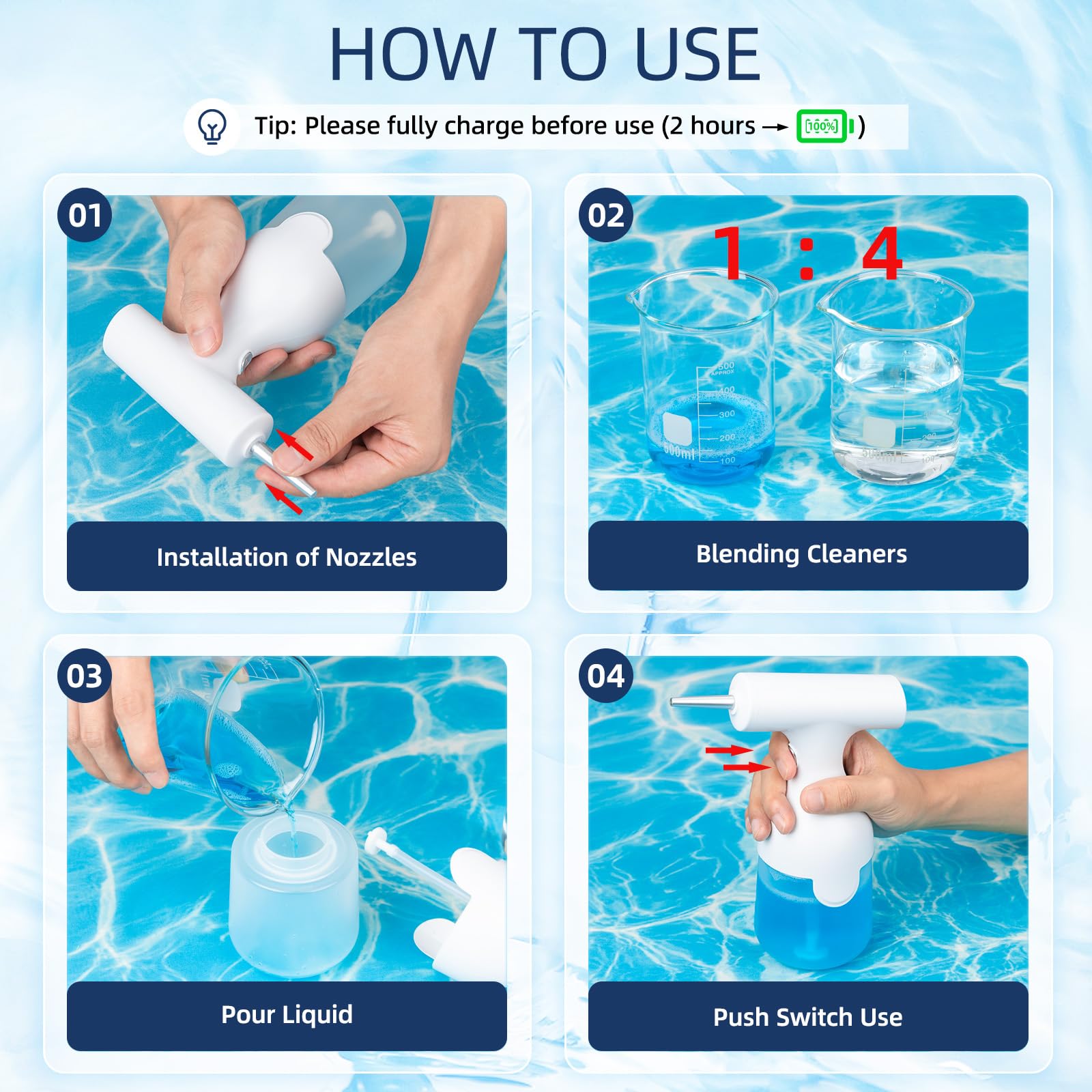 Electric Dog Cleaning Foam Soap Dispenser, Soap Dispenser for Pet Bath/Kitchen Sink/Bathroom/, Rechargable and USB Cable, 1200mAh, 350ML