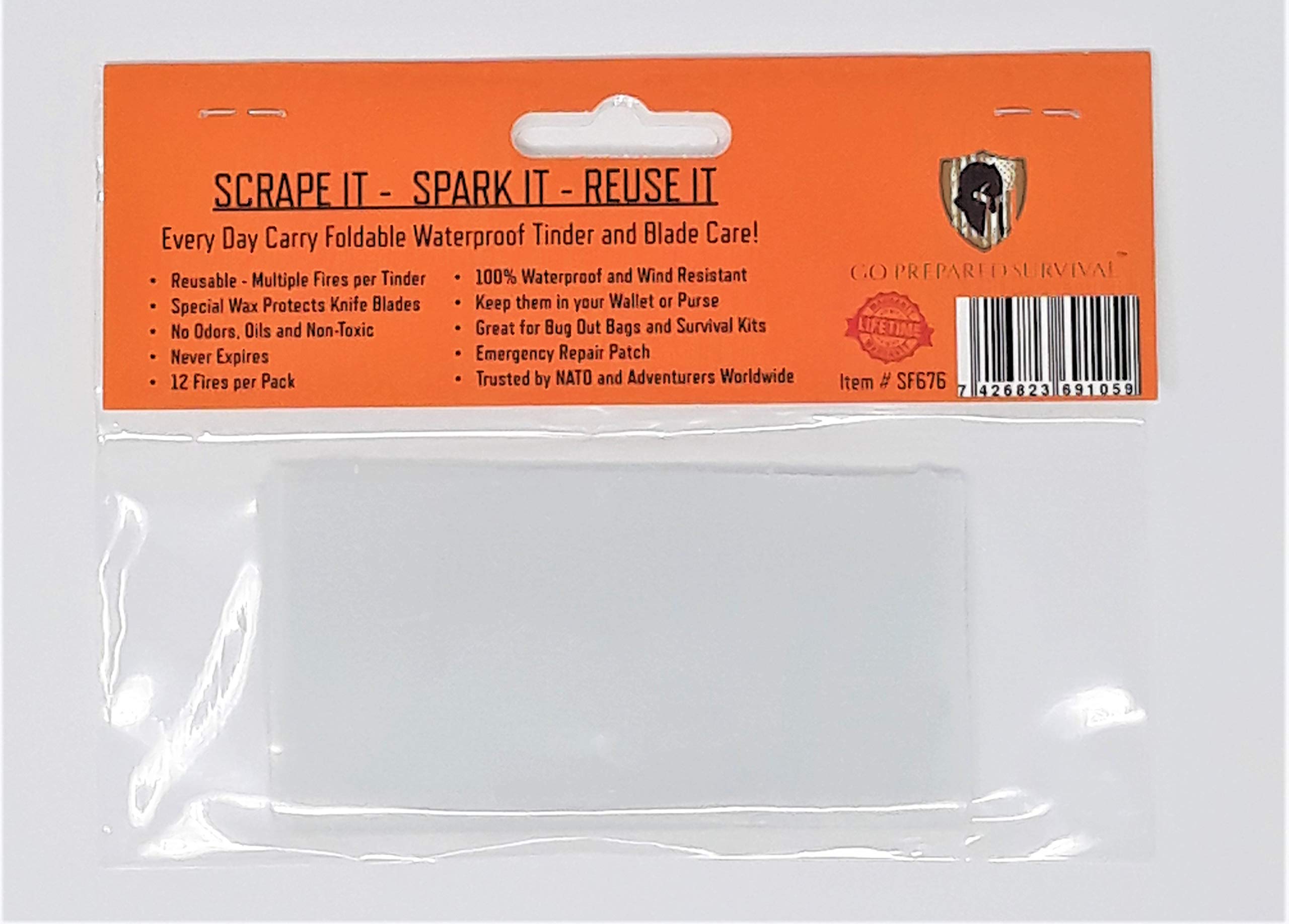 Go Prepared Survival GOP676 Spartan Fire Multi-Use Tinder, White