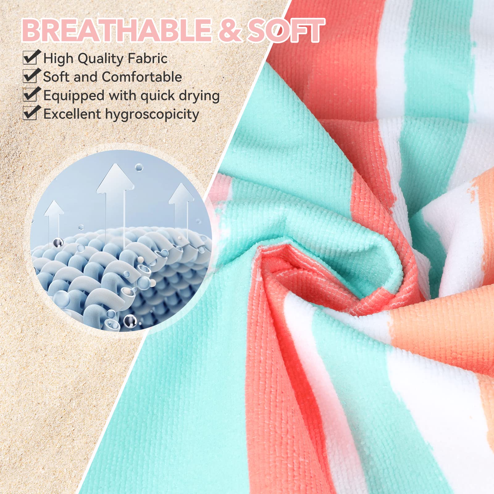 DECOMEN Beach Towel, Microfiber Beach Towels, Oversized Lightweight Quick Dry (73" x 35") Sand Proof, Absorbent, Compact, Beach Blanket, Lightweight Towel for The Swimming, Beach, Gym-Blue Totem