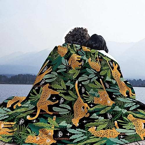 Jungle Leopards Blanket Throw Blankets Gift for Women Men Soft Flannel Cozy Comfy Funny Vegetable for Couch Sofa Bed Office Camping (40"X30") XSmall Size for Toddler