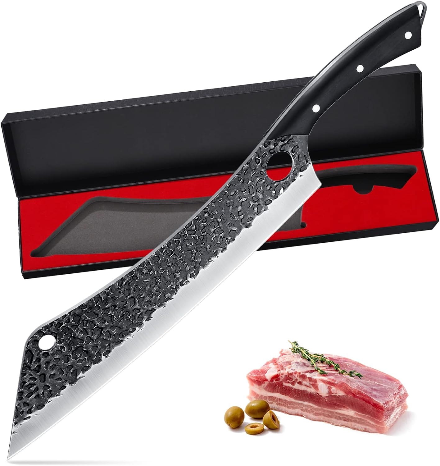 PURPLEBIRD 12 Inch Carving Knife Ultra Sharp Slicing Knife,Hand Forged Brisket Knife High Carbon Steel Meat Slicer, Long Kitchen Knives,Best for Slicing Roasts, Meats, Fruits and Vegetables