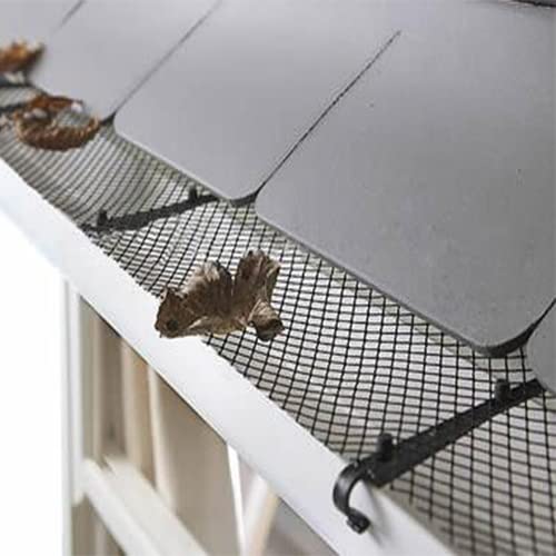 Plastic Gutter Guard Mesh Roof Gutter Protection Screen Roll Leaf Filter Gutter Cover Guard Mesh Protector Roof Leaf Guard No Hooks (0.4m x 4m=(1.3Ft x 13.1Ft), Black)