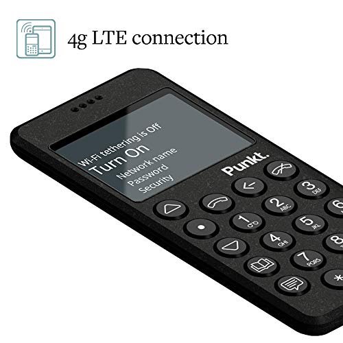 Punkt. MP02 New Generation 4G LTE Minimalist Mobile Phone, Unlocked, Nano-SIM, Wi-Fi Hotspot, Digital Security, 2GB RAM+16GB Storage, 1280 mAh Battery, Multiband β Black