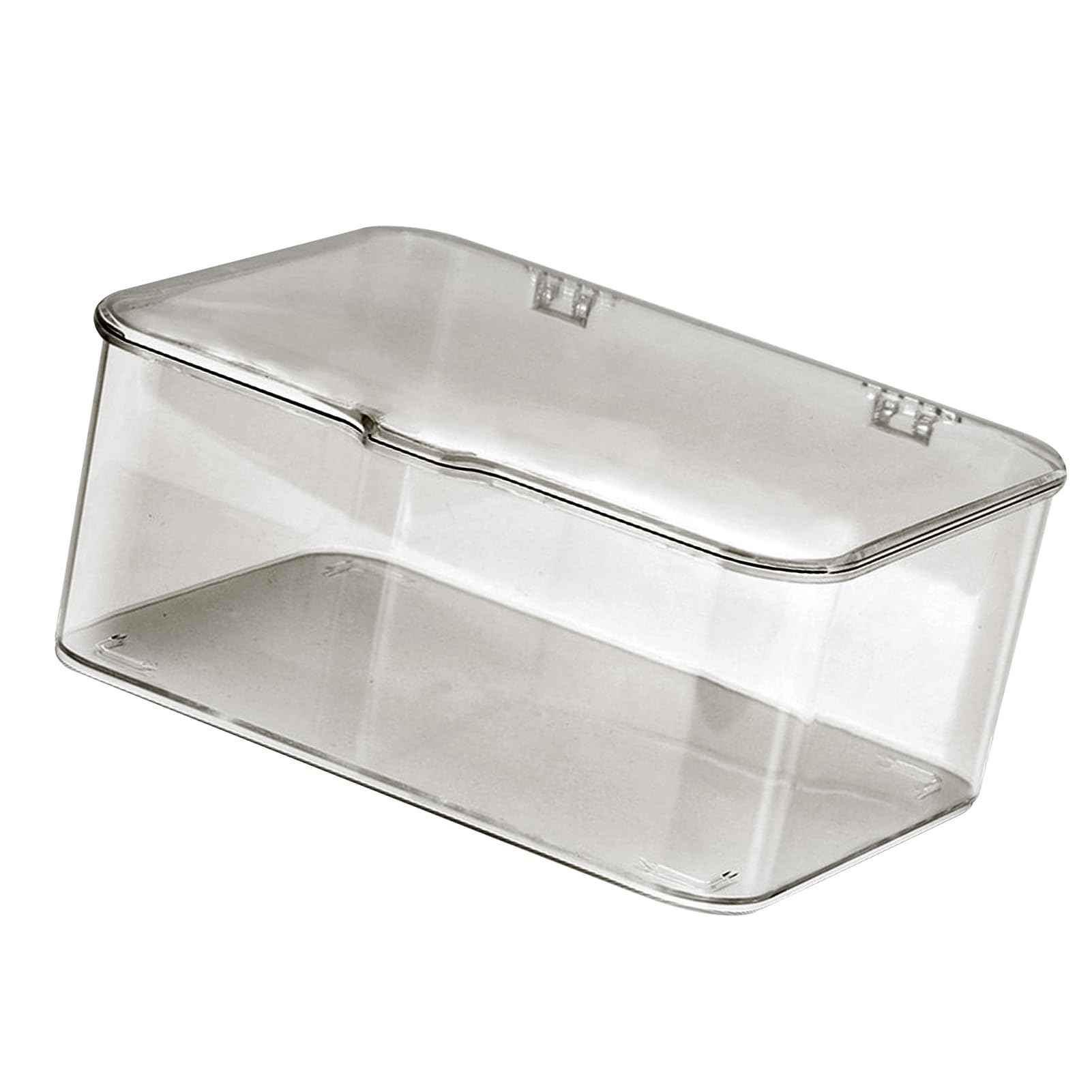 Plastic Storage Box, Hinged Lid Storage Box Stackable Bin with Lid Clear Storage Box Desk Organizer Pencil Box Plastic Phone Case Storage Container for Cosmetics Art Supplies 8.9x6.5x3.9in(Gray)