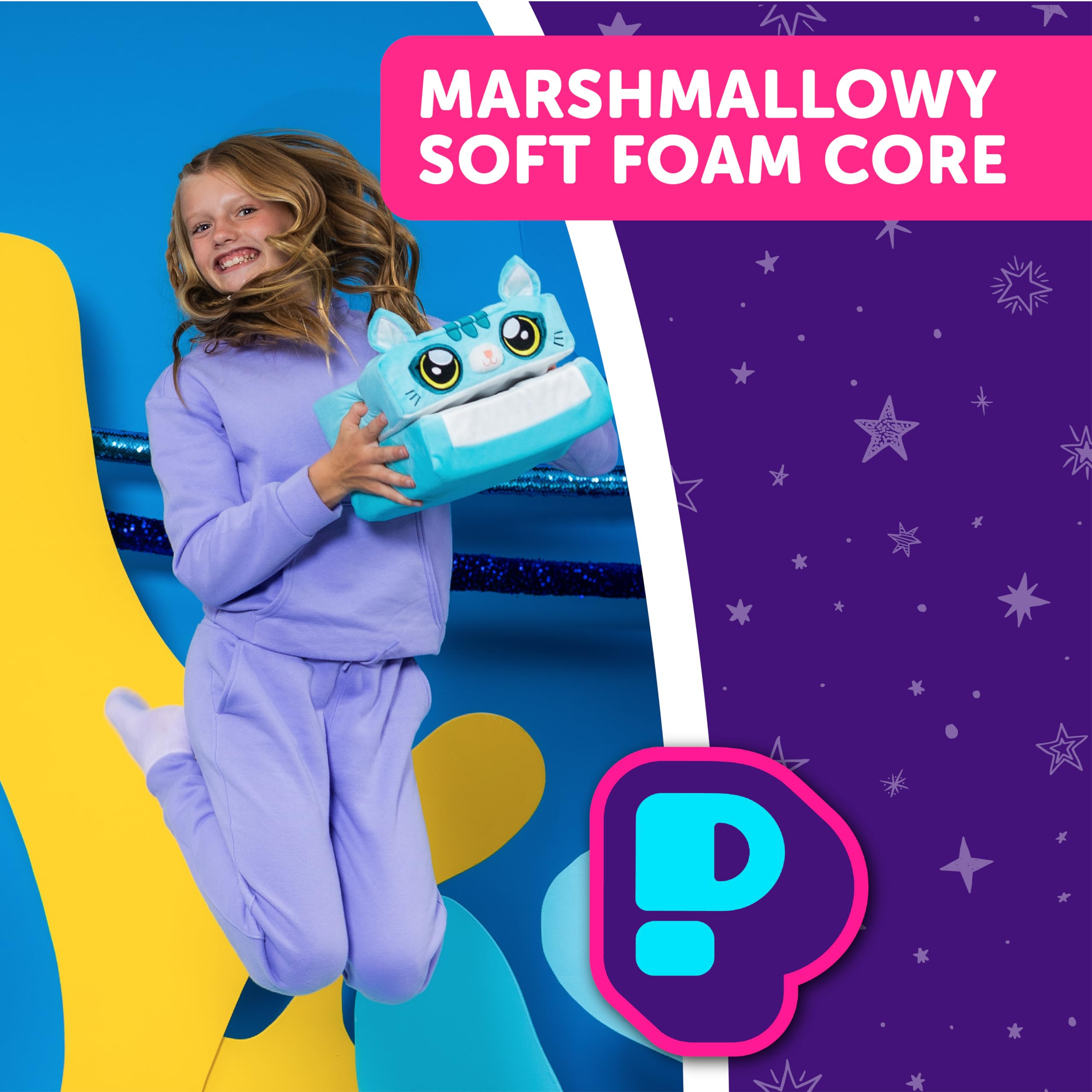 Pillow Cube Kid Cube - Toddler Pillow, Animal Pillows for Kids, Plush Pillows for Sleeping, Plushies, Memory Foam - Callie, Cat Pillow