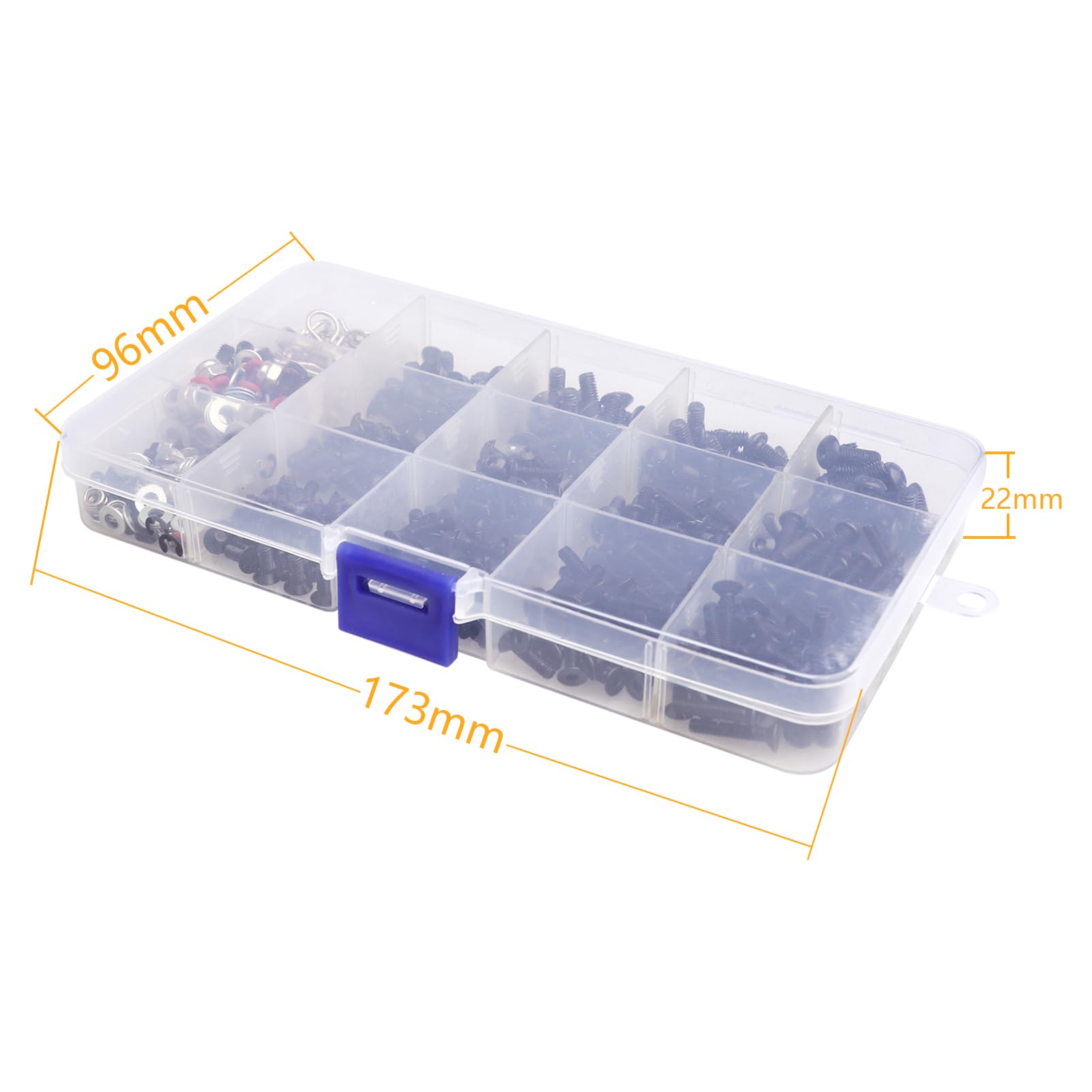HobbyPark RC Car Screws Kit 530pcs & Tools Screw Driver Set 1/4 inch Hex Handle 1.27/1.5/2.0/2.5mm Hex Nut Driver 7mm Phillips Bit