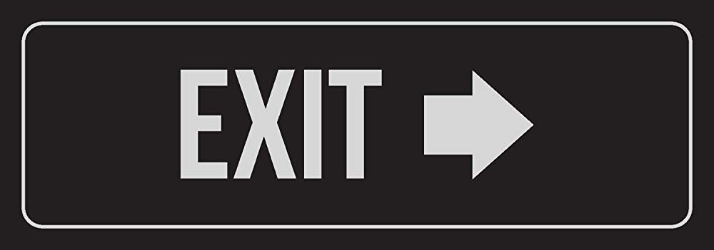 New Great Black Background with Silver Font Exit Right Arrow Business Retail Wall Sign, 3x9 Inch for Outdoor & Indoor Single Sign