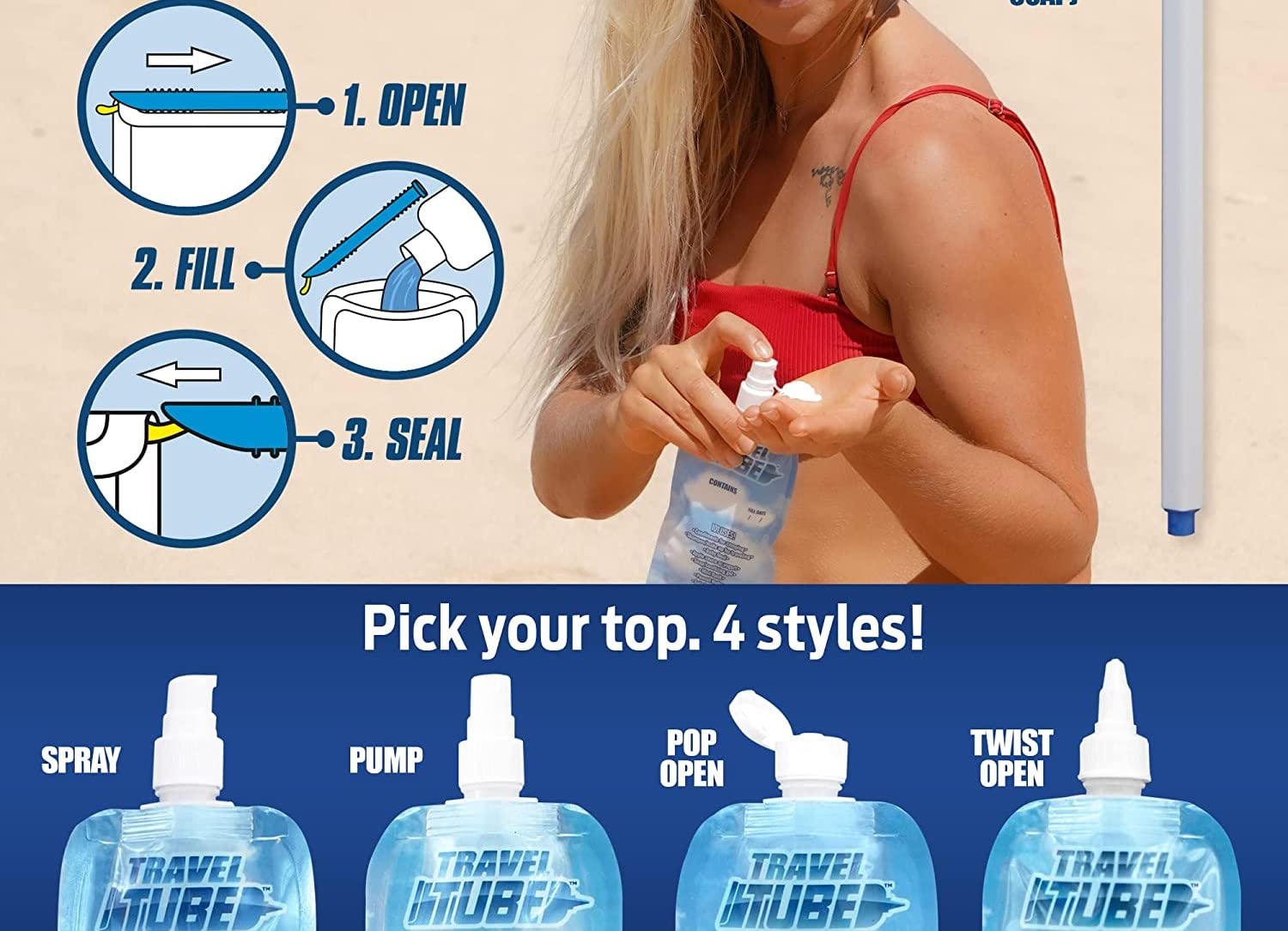 New Invention! Travel Tube Refillable Condiment Squeeze Bottles - Leak Proof Salad Dressing Container To Go - Reusable Condiment Containers with Lids - Camping Storage Containers Plastic Squeeze Bottles 3.4oz - 4 Pk