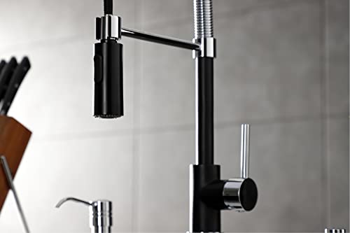 Kingston Brass LS8777DL Concord Pre-Rinse Kitchen Faucet, Matte Black/Polished Chrome