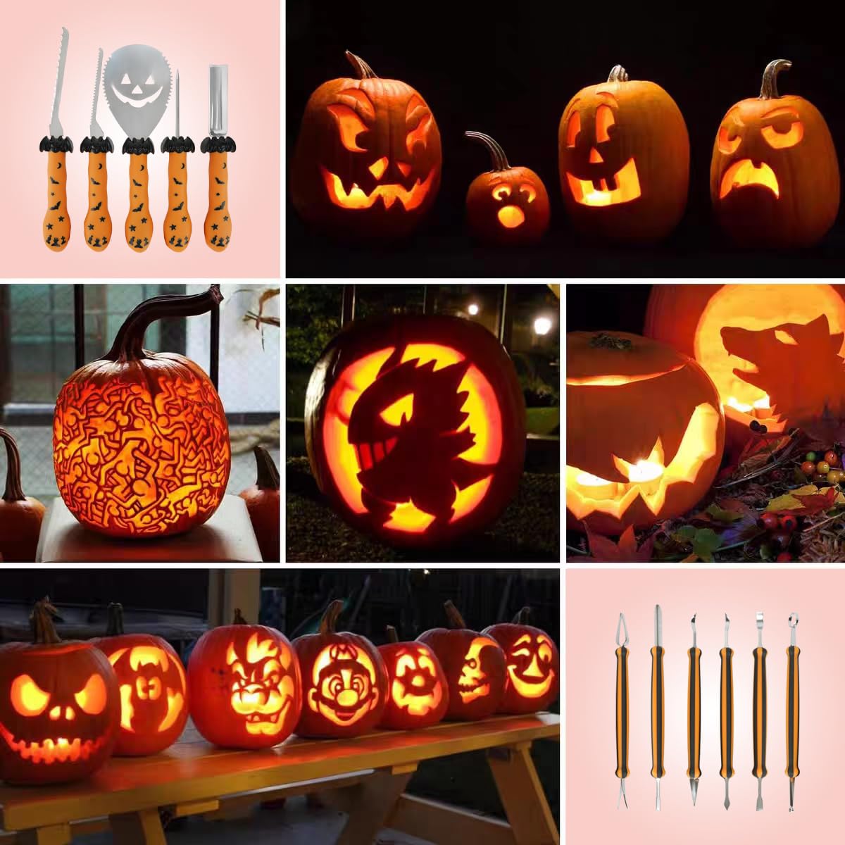 NDLBS Pumpkin Carving Tools Halloween 11 Pcs Professional Pumpkin Carving Set with Storage Bag Upgraded Pumpkin Carving Kit for Halloween Decorations Jack-O-Lanterns Pumpkins