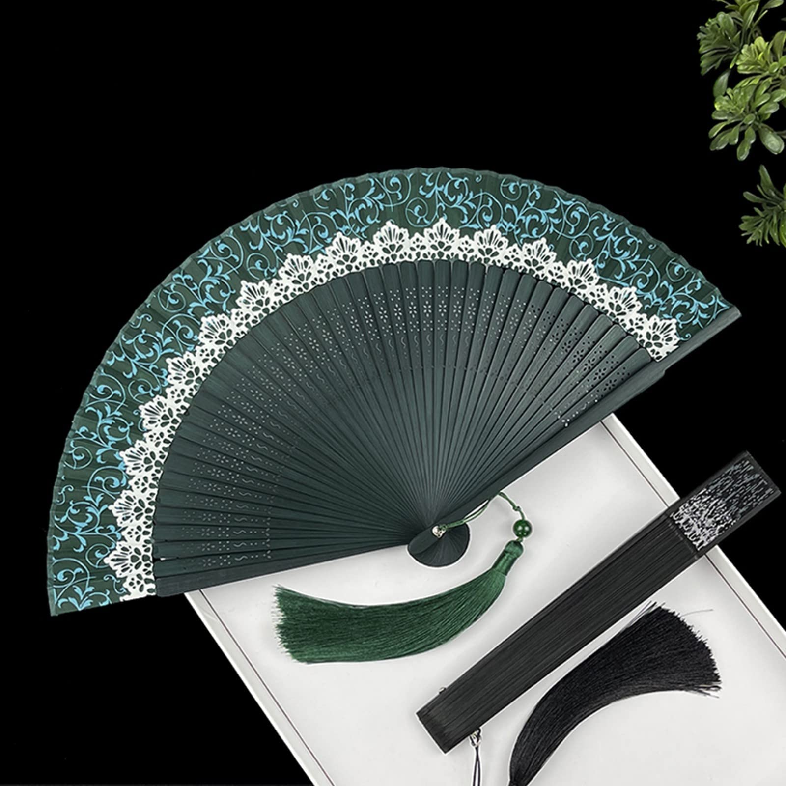 ERTUO Hand Fan Chinese Silk Folding Fan Retro Women's Men's Folding Fan to Cool Down in Summer(Color:C)