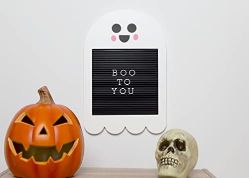 Kate & Milo Ghost Letterboard Set, Spooky Halloween Décor, Halloween Photo Prop Sign, Reusable Message Board Sign for Fall, Ghost Wall Décor, Adorable Modern Fall Decor, 147 White Letters