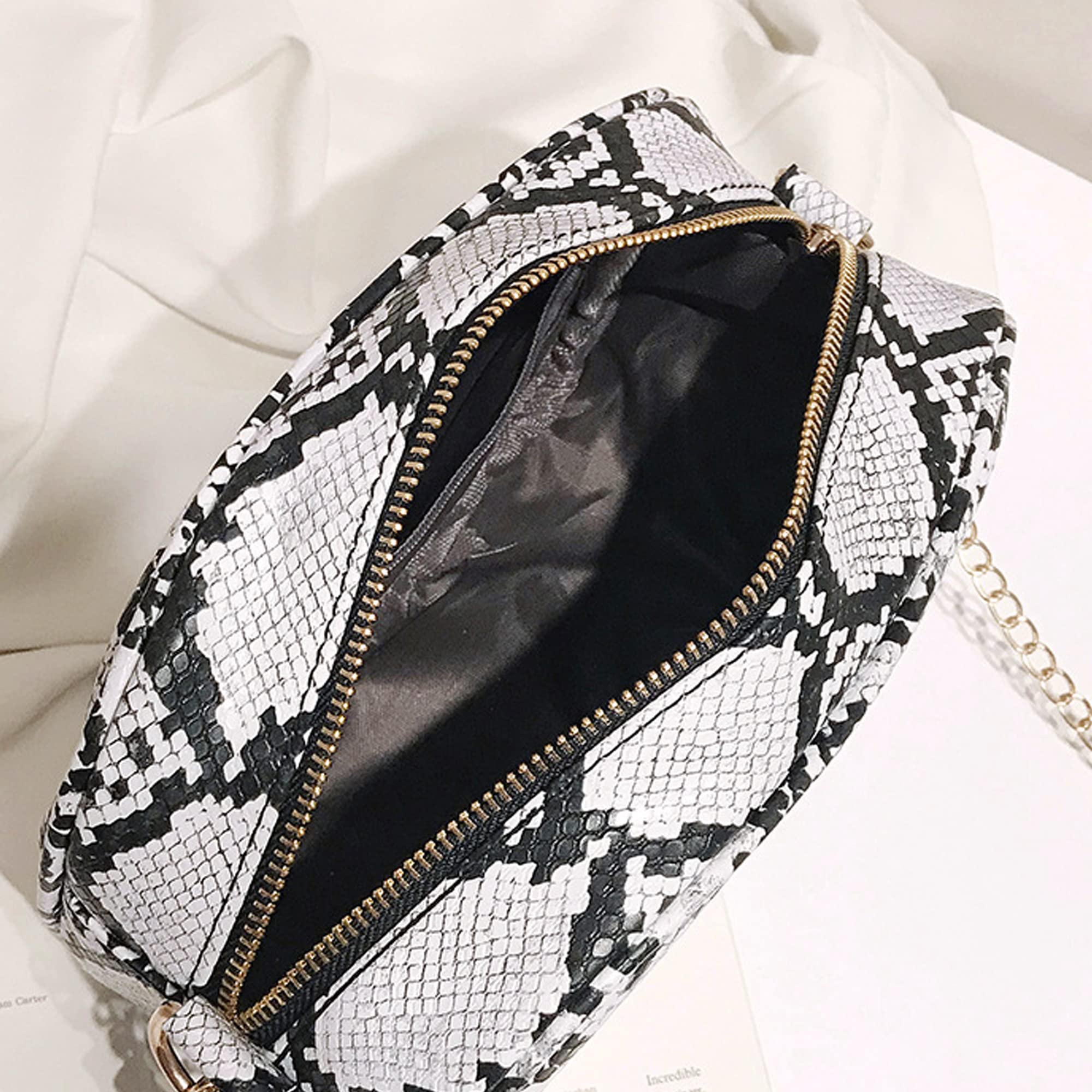 Sun Kea Snakeskin Leather Shoulder Bag Women Small Crossbody Handbag Purse with Pompoms Decor,Mother's Day Gift