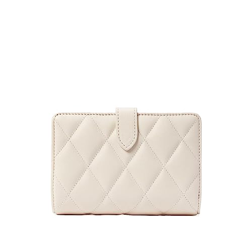 Kate Spade Carey Smooth Quilted Leather Medium Compact Bifold Wallet (Parchment)