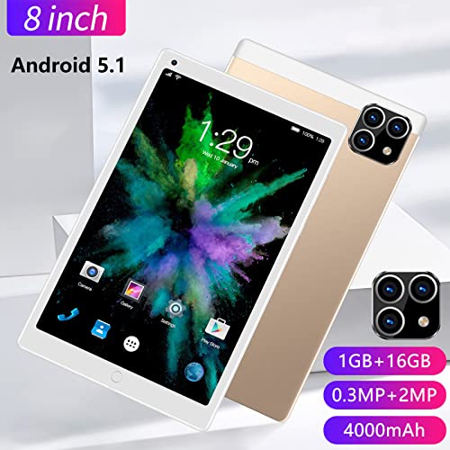 HD Tablet WiFi Bluetooth Android Voice Call Game Tablet,8Inch IPS Display Screen,WiFi,1GB RAM+16GB ROM,4000mAh, Android 5.1 System