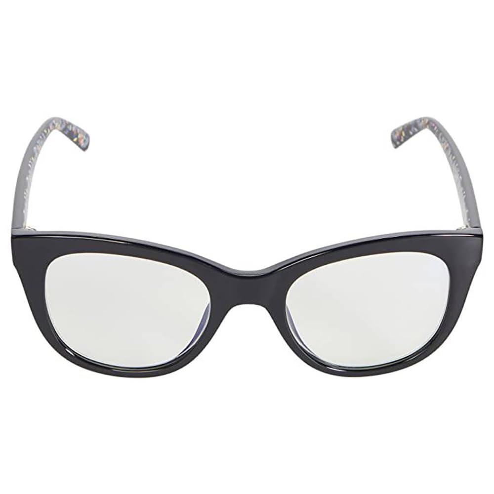 Kate Spade New York Women's Odessa Blue Light Readers Oval Modified Reading Glasses, Black/Demo Lens, 50mm, 20mm + 1.5