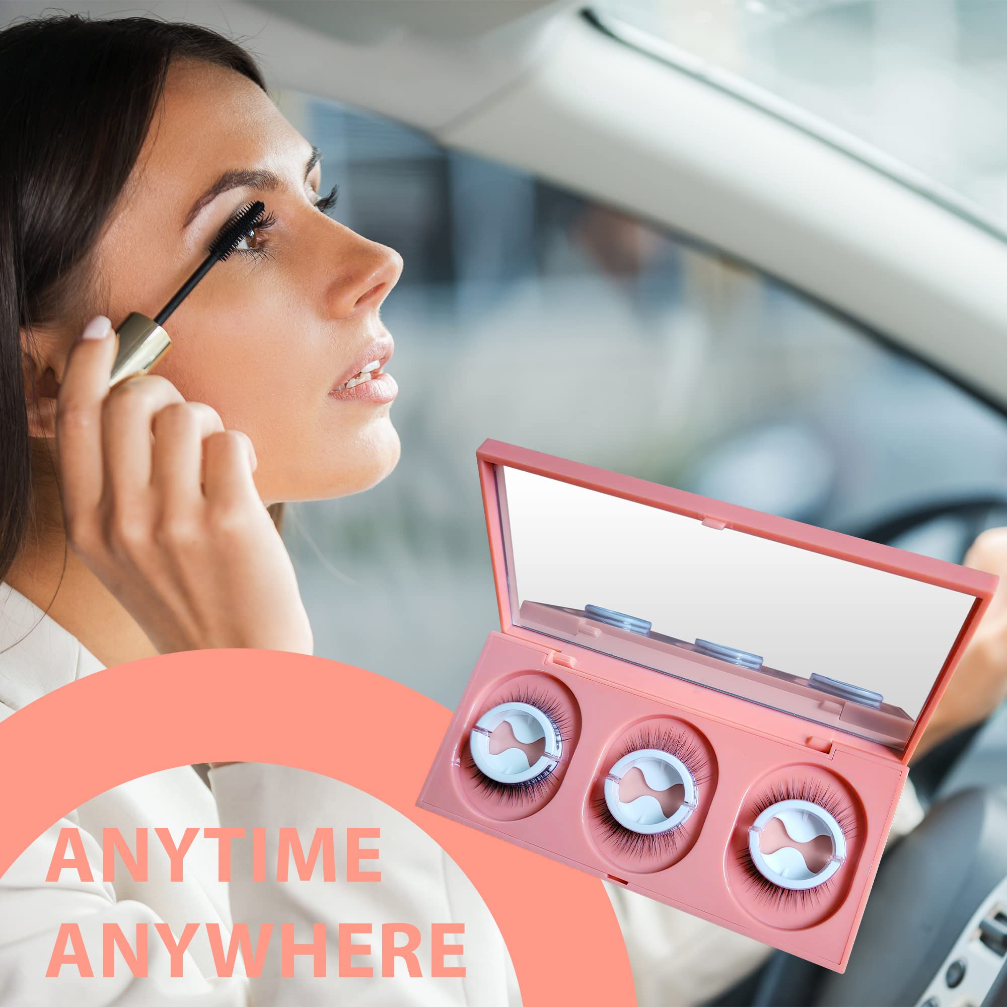God Fairy Lahes Reusable self adhesive eyelashes 3 Pairs in 1 Pack with Mascara, False eyelashes,Natural look Easy to Apply, Waterproof false eyelashes