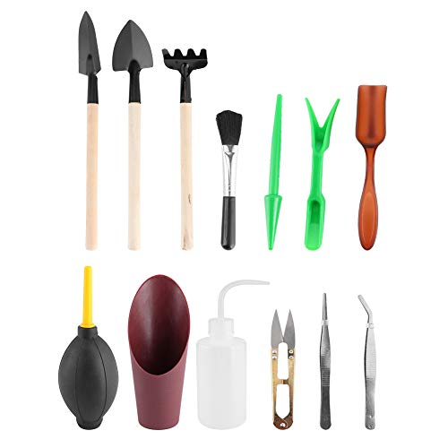 Kaufpart Garden Tools,13pcs Mini Garden Hand Tools Outdoor Bonsai Planting Transplanting Flower Succulent Gardening Tools
