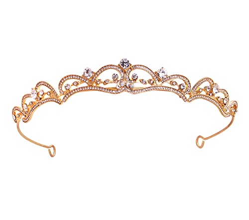 Uongeod Rhinestone Crown Crystal Bridal Tiara Princess Crown Birthday Crown Tiaras and Crowns for Women and Girls-Gold