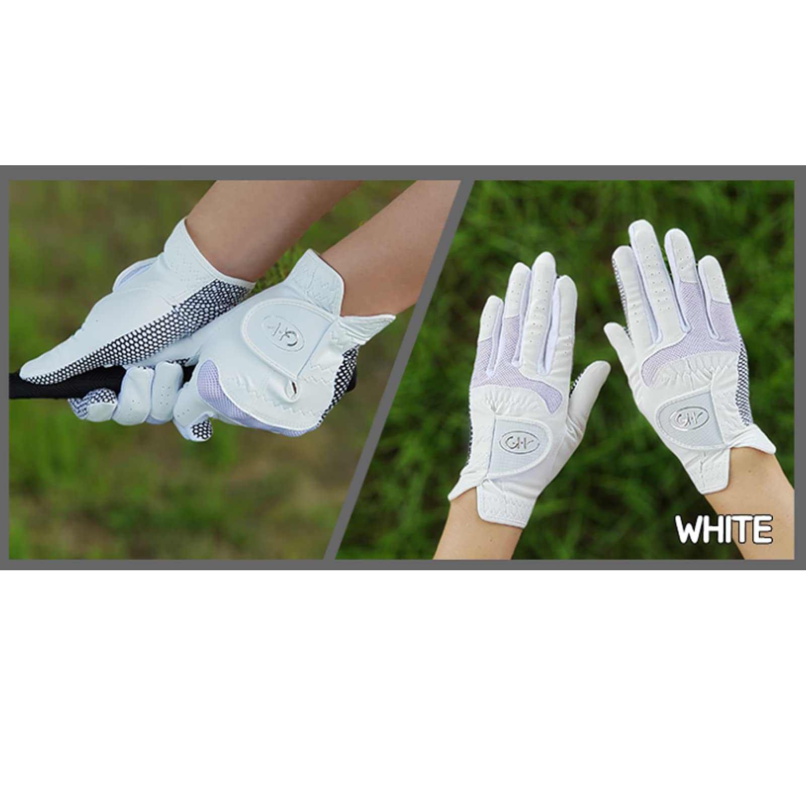GH Women's Leather Sports Golf Gloves One Pair - Plain Both Hands (20 (M), Pink)