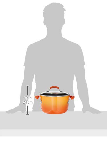 Rachael Ray Brights Nonstick Stock Pot/Stockpot with Lid - 6 Quart, Orange