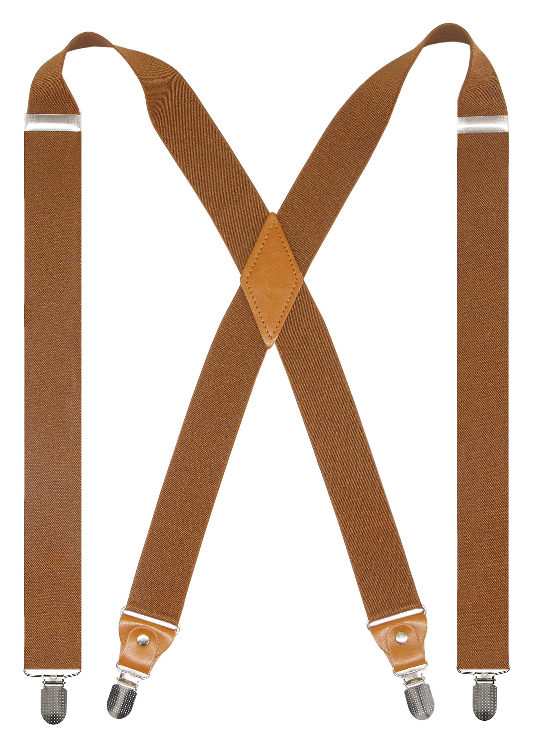 Doloise Adjustable Elastic X Back Style Suspenders for Men's and Women's With Strong Metal Clips (Coffe)