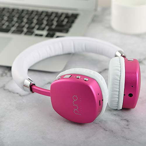 Puro Sound Labs PuroQuiets Volume Limited On-Ear Active Noise Cancelling Bluetooth Headphones β Lightweight Headphones for Kids with Built-in Microphone β Safer Sound Studio-Grade Quality (Hot Pink)