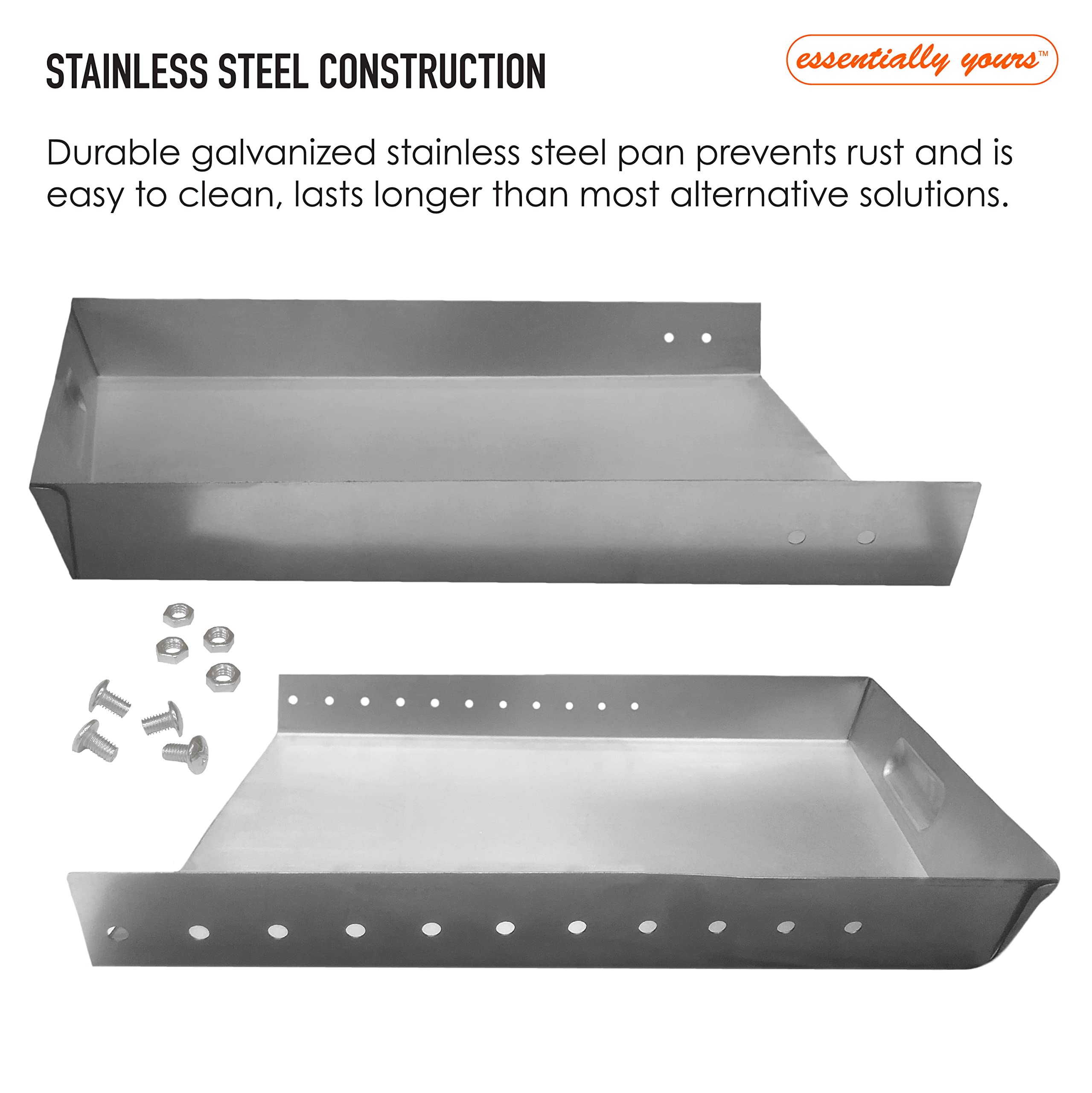 Essentially Yours Adjustable Fireplace Tray | Stainless Steel Expandable Ash and Ember Holder Pan | Nuts and Bolts Included for Additional Stability