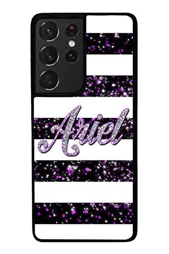 Purple Silver Bars Personalized Black Rubber Phone Case Compatible With Samsung Galaxy S23 S23+ Ultra S22 S22+ S21 S21FE S21+ S20FE S20+ S20 Note 20 S10 S10+ S10e