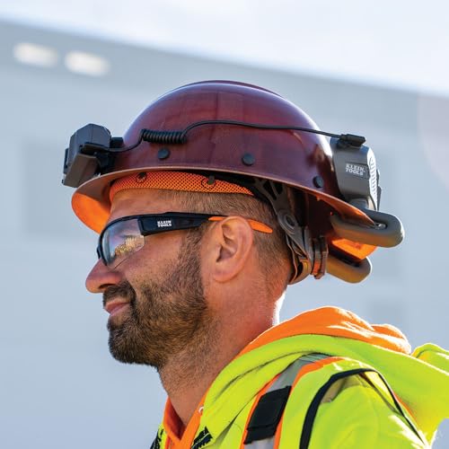 Klein Tools 60447 Hard Hat, Full Brim Class G KONSTRUCT Series Hard Hat with Rechargeable Headlamp, Sweat-Wicking Sweatband, Top Pad, Brown