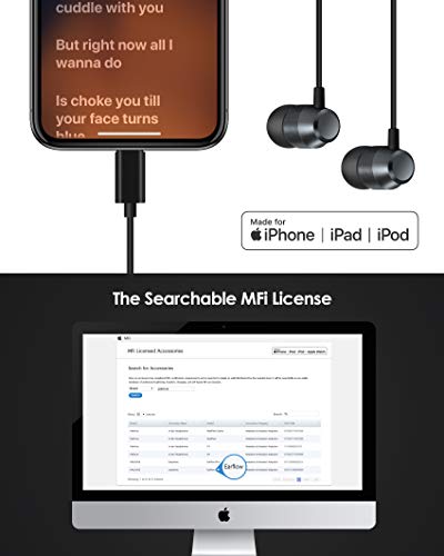 PALOVUE Lightning Headphones Earphones Earbuds in-Ear Magnetic MFi Certified with Microphone Compatible iPhone 14 13 12 11 Pro Max iPhone X XS Max XR iPhone 7 8 Plus iPad Metallic Black