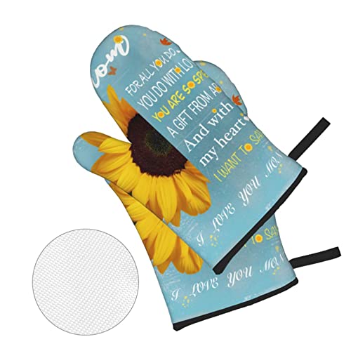 Firiseroh Oven Mitts and Pot Holders 4pcs - Sunflower High Heat Resistant Oven Gloves Potholders Set - Non-Slip Hot Pads for Baking, Cooking, BBQ Grilling