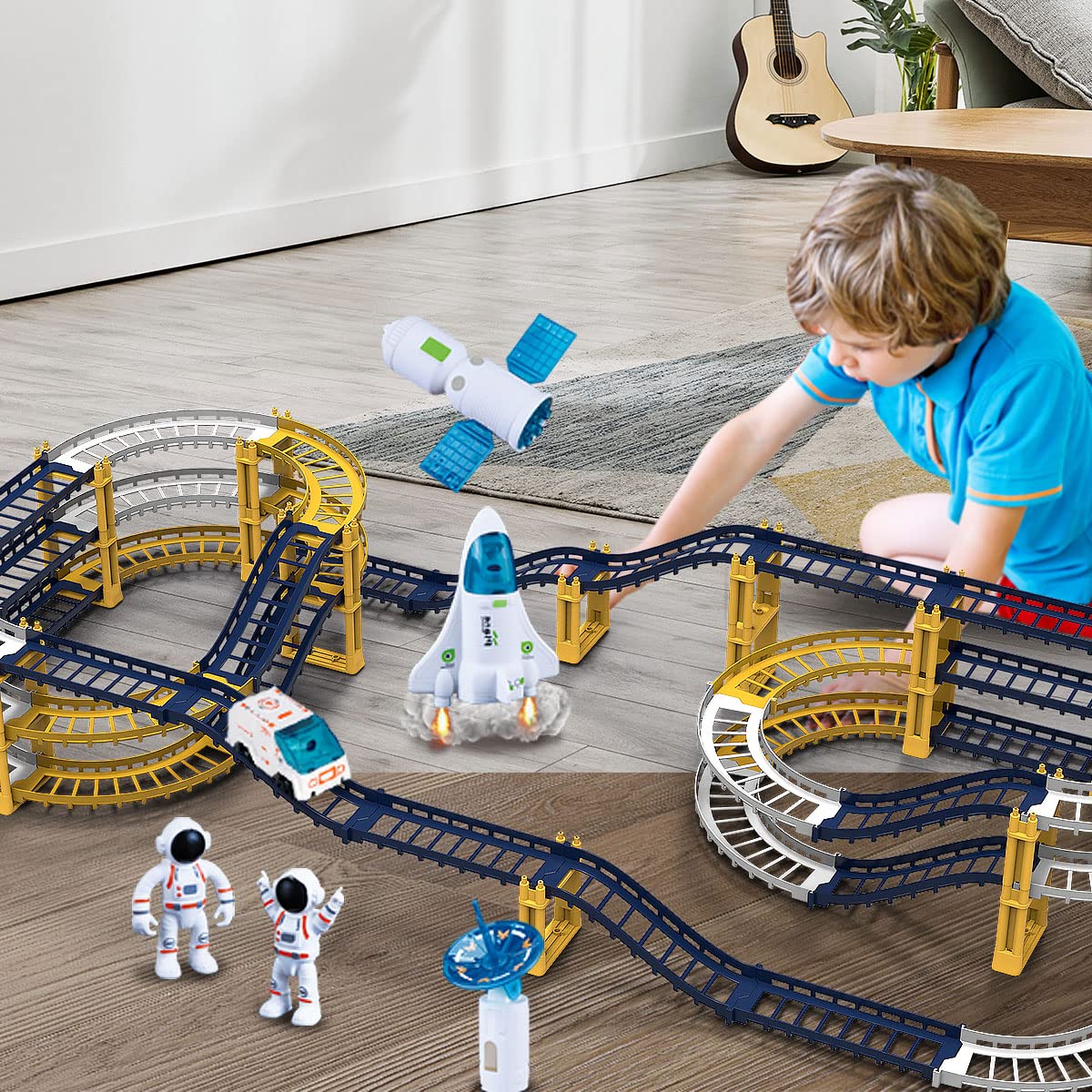 Exciting Space Orbit Set:Exciting Toy for Boys and Girls,The to Stimulate Imagination and Have Fun with Spaceships⌠(Engineering railcar 222 PCS)