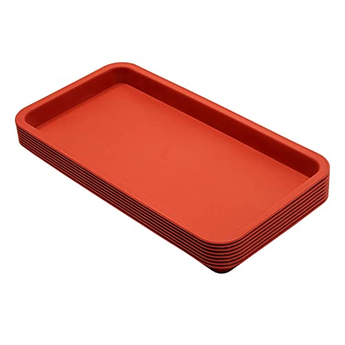 Juvale 8 Pack Plastic Plant Drip Trays for Planters, Pots, Rectangular Saucer Pans for Indoors, Outdoors (Terracotta Red, 6.5x12 in)