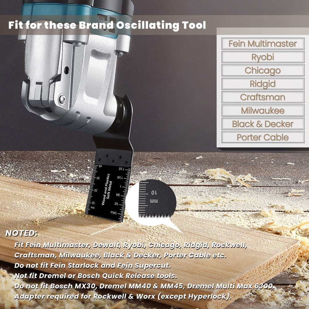 ETiME 20 Metal Wood Oscillating Multitool Quick Release Saw Blades Compatible with Fein Multimaster Porter Cable Black & Decker Craftsman Ridgid Makita Milwaukee Bosch etc