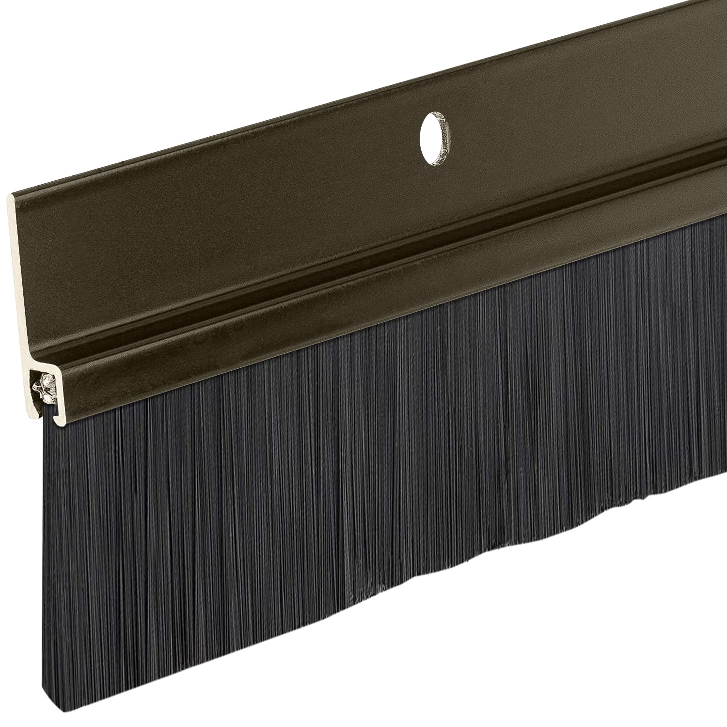 Randall Manufacturing Co., Inc | Door Sweeps – Aluminum & Brush | Brush Sweeps for Gaps Up to 1 ½” | Brown Trim with Black Brush | 4 Feet | Fill Gaps & Keep Unwanted Debris Out