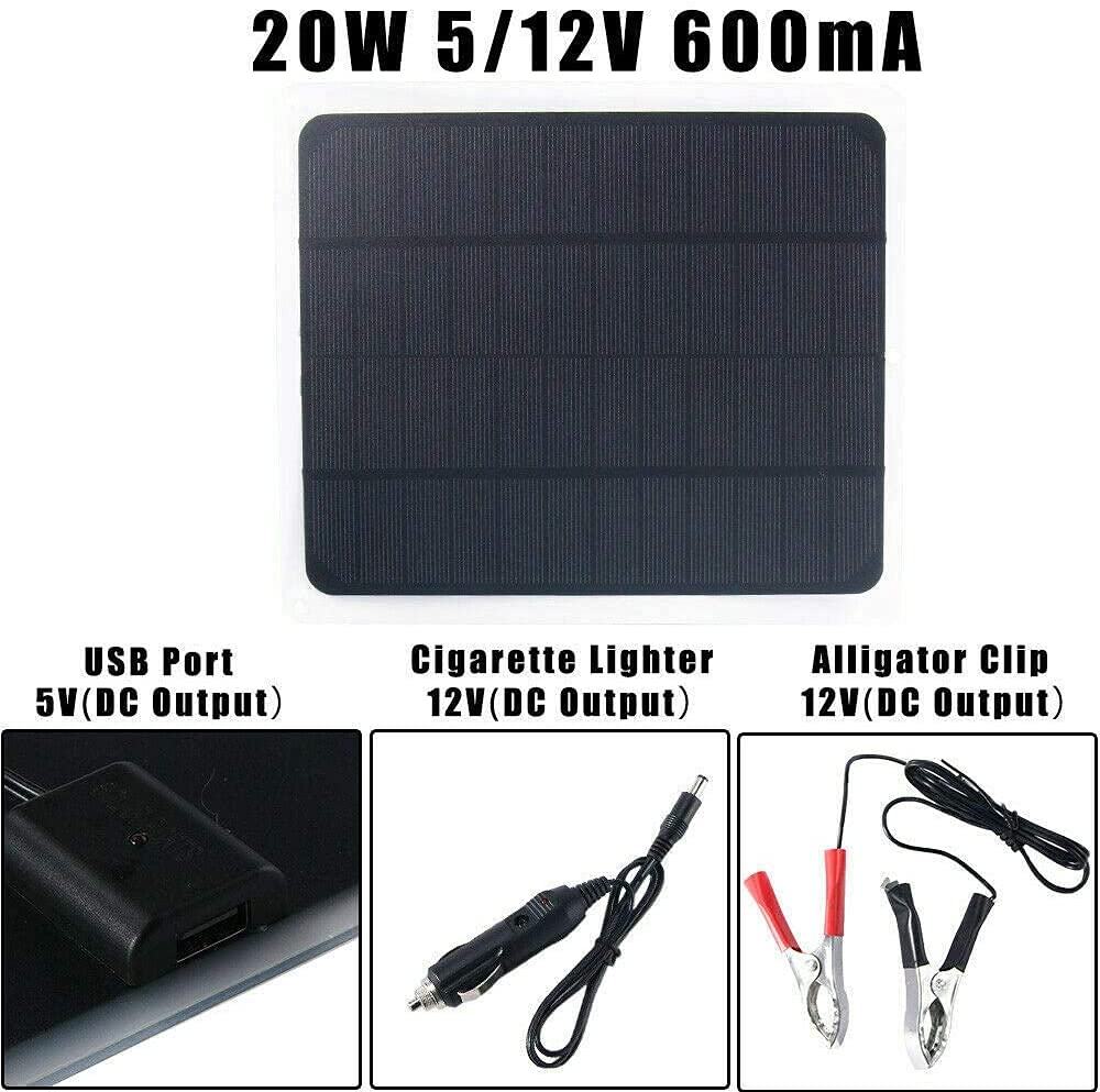 Kqiang 12V 20W Solar Battery Charger Pro,Built-in MPPT Charge Controller,20 Watts Solar Panel Trickle Charging Kit for Cars, Trucks, caravans, Boats, Motorcycles, RV