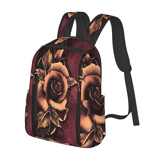 MARXAN Gothic Rose Printed Travel Laptop Backpack For Women Men,Business Waterproof Computer Backpack Bag Hiking Backpacks