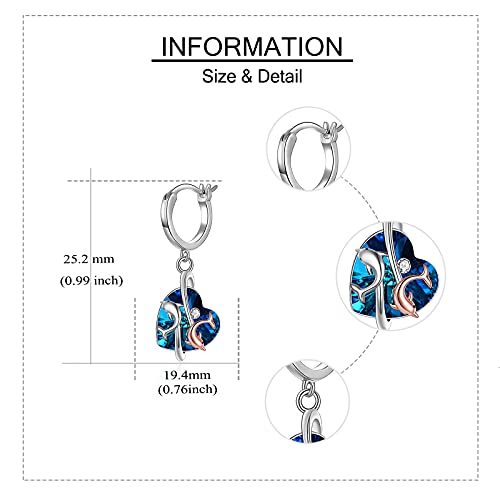 Dolphin Earrings Sterling Silver Crystal Dolphin Hoop Earrings Dolphin Jewelry Gifts for Women Daughter