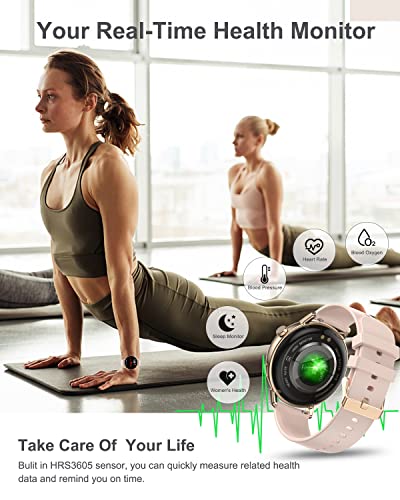 PODOEIL Smart Women's Watch with Bluetooth Calling, Activity Tracker and Smartwatch for Android Phones and iPhones, Sleep/Health Monitor, Pedometer Watch