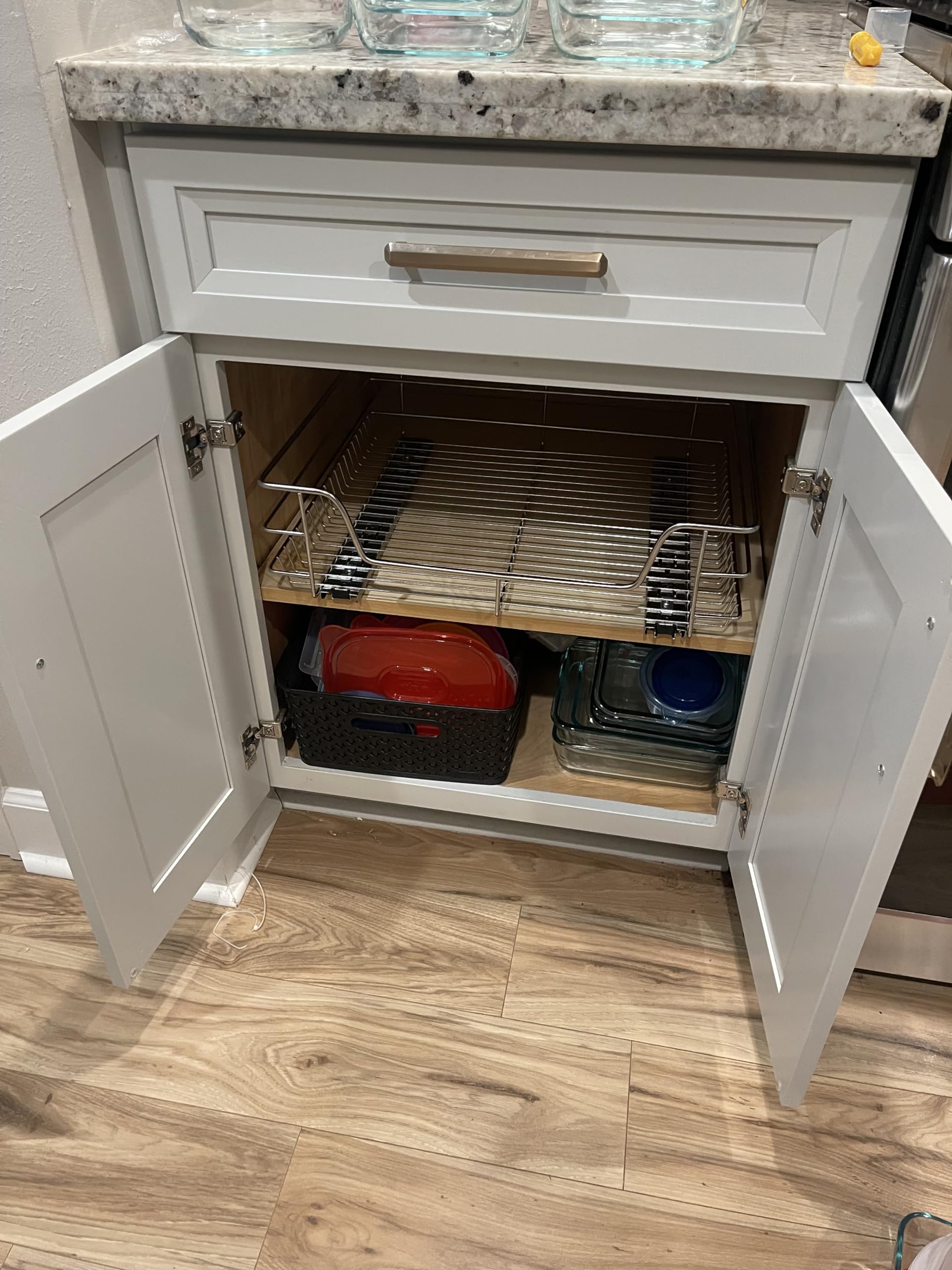 Deep Pull Out Cabinet Organizer 19.4" Wide x 17" Deep - Premium Kitchen Cabinet Pull Out Shelves for Cabinets | Bottom Slide Out Pantry Shelves and Cabinet Drawers | Easy Installation