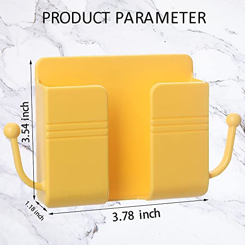 Marynee 8 Pcs Wall Mount Phone Holder Adhesive Remote Control Mobile Phone Plug Wall Holder with Hooks Organizer Storage Box for Bedroom Kitchen Bathroom (Mixed Colors), 3.1Wx5.5L