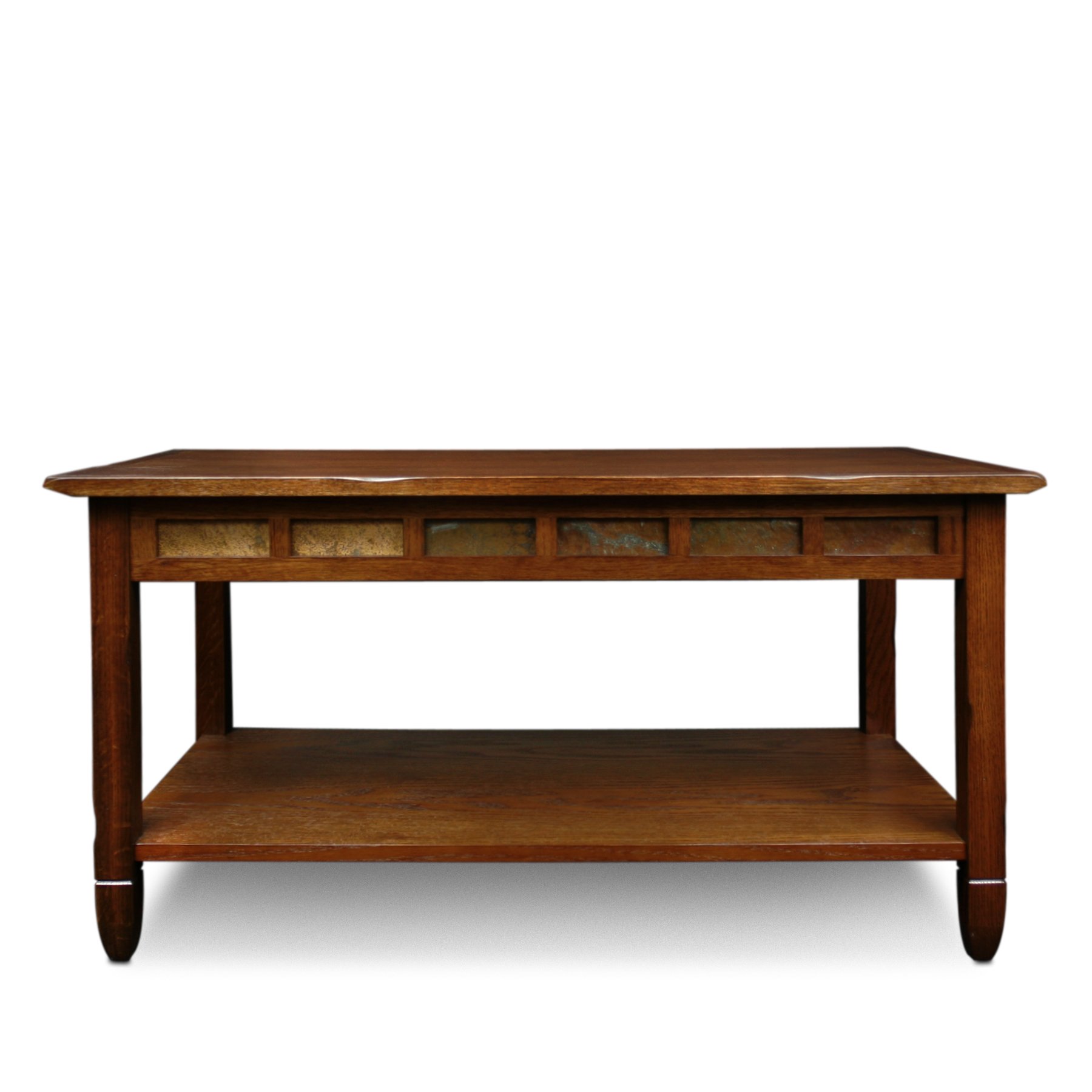 Leick Home 10058 Slate Tile Coffee Table with Shelf, 20 in x 38 in x 20.5 in, Rustic Oak