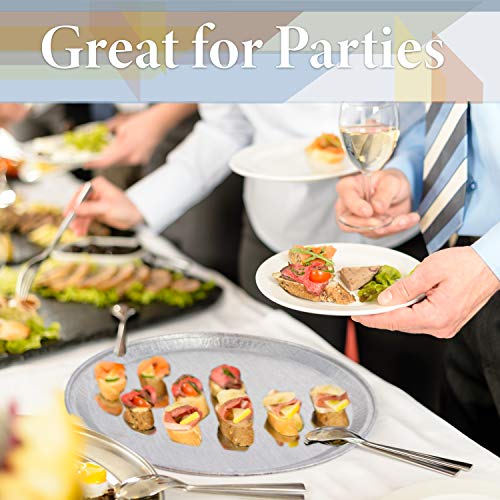Upper Midland Products 3 Serving Tray Platters Elegant Aluminum Round Disposable Plastic Alternative