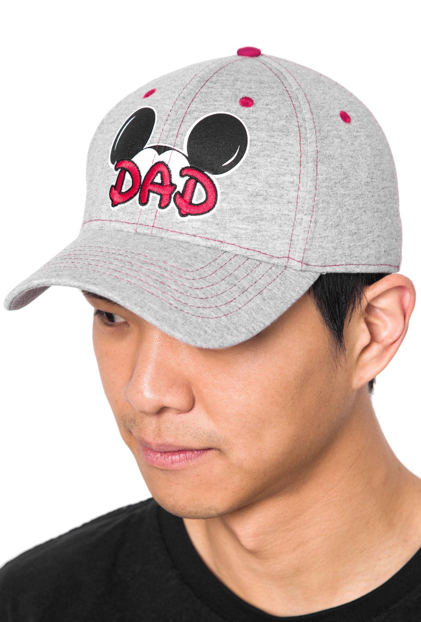 Disney Set Mickey & Minnie Hats Baseball Cap Men's Women's 2 Pack (White MOM & Grey DAD)