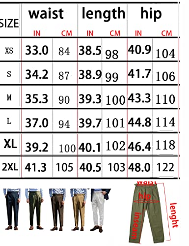 SNOLY Men's Spring Fall Retro Cotton Tapered Leg Flat Front Chino Pant Straight Western Gurkha Pants (as1, Alpha, m, Regular, Regular, White, Regular)