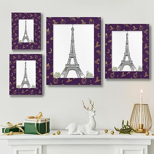 POFATO Halloween Bat Pumpkins 8x10 Picture Frame Wood Photo Frame for Tabletop Display Wall Mount Picture Frame Display 8 x 10 Inch Photo Wall Decor Home Gift Frames
