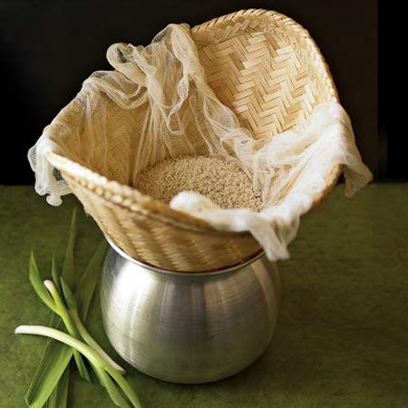 Set of Sticky Rice Steamer Pot and Basket with Cotton Cheesecloth Cook Kitchen Cookware ToolÂ